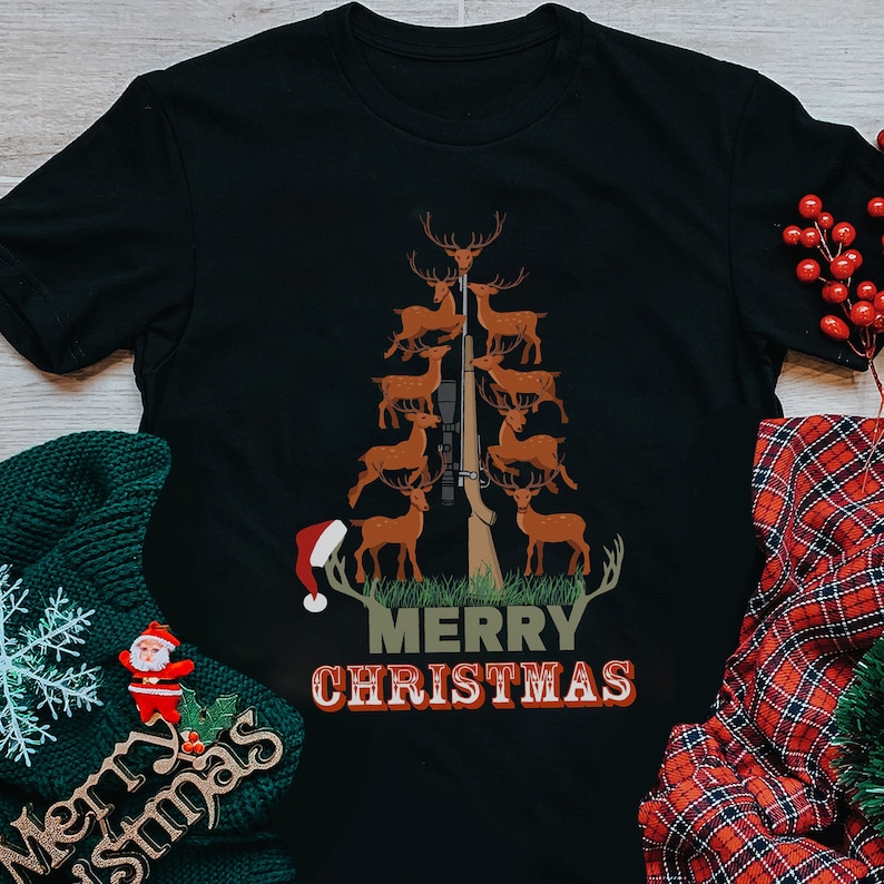 Merry Christmas Hunting Shirt, Deer Christmas Tree Shirt, Hunting ...