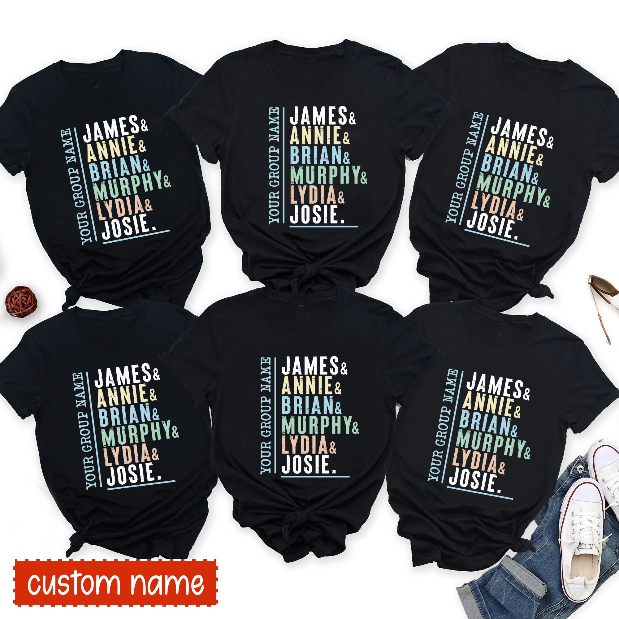 Personalized Ampersand Names Shirt, Custom Name List Shirt, Team Name ...