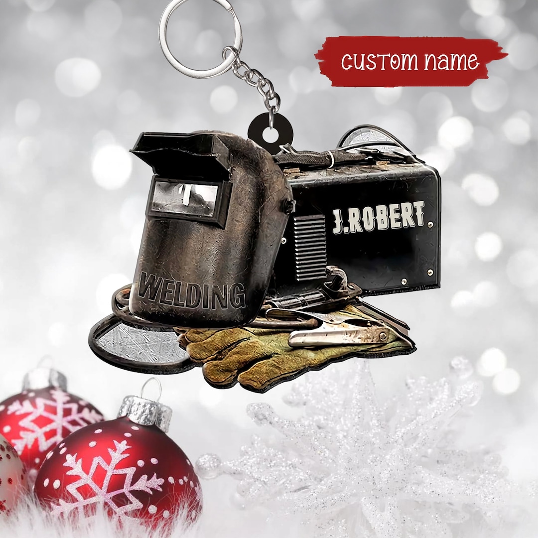 Personalized Welder Mask Flat Keychain, Custom Welder Helmet and Gloves ...