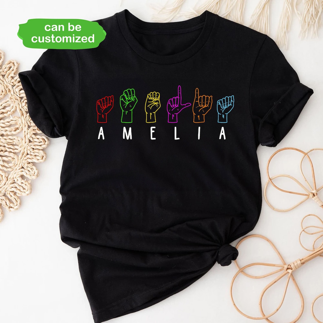 Personalized American Sign Language ASL Name Shirt, Custom Name Sign ...