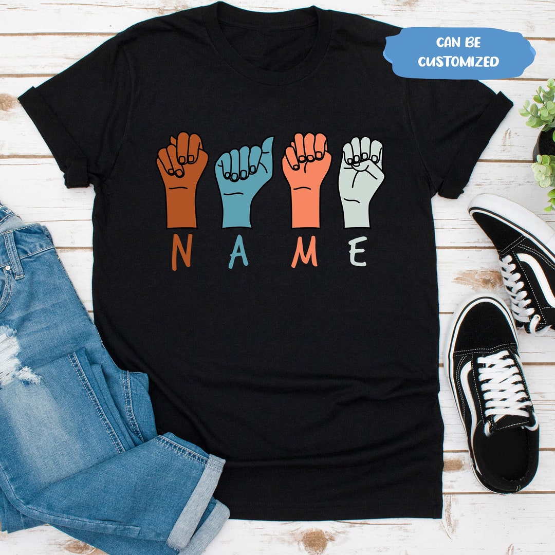Personalized American Sign Language ASL Vintage Shirt, Custom Name Sign ...
