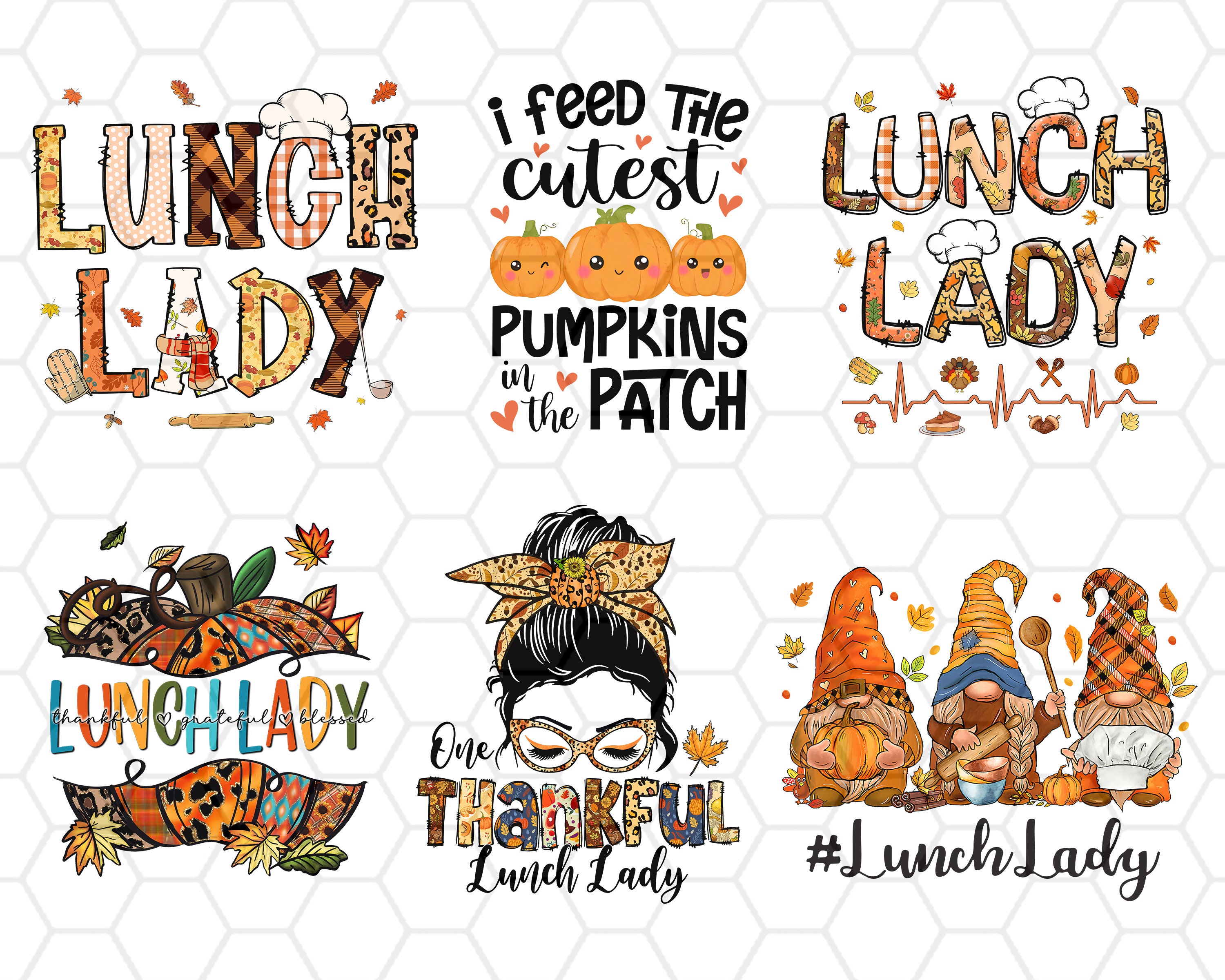 Happy Fall Lunch Lady PNG Bundle One Thankful Lunch Lady PNG - Etsy