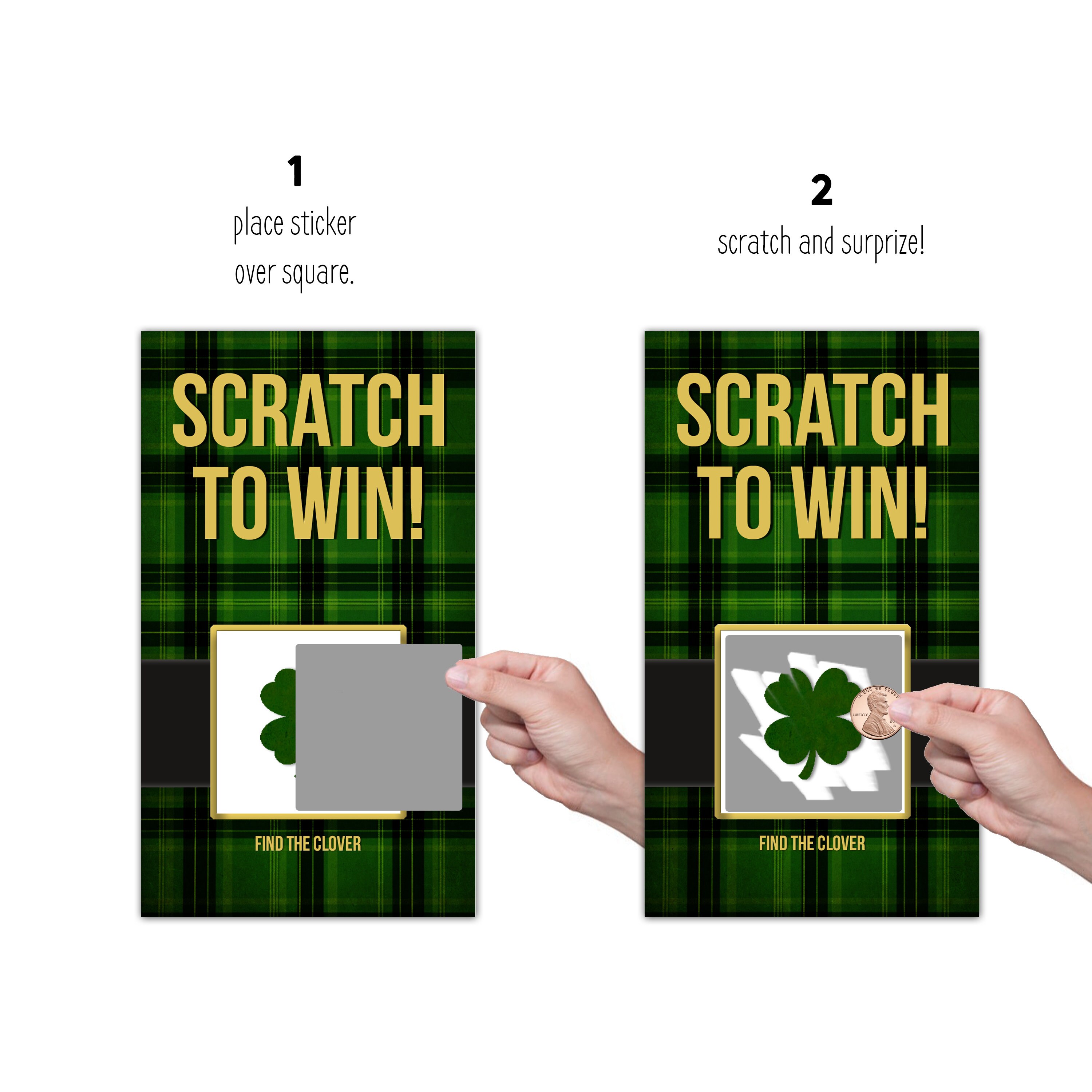 St. Patrick's Day Scratch off Cards, Green Clover Scratch Cards for St ...