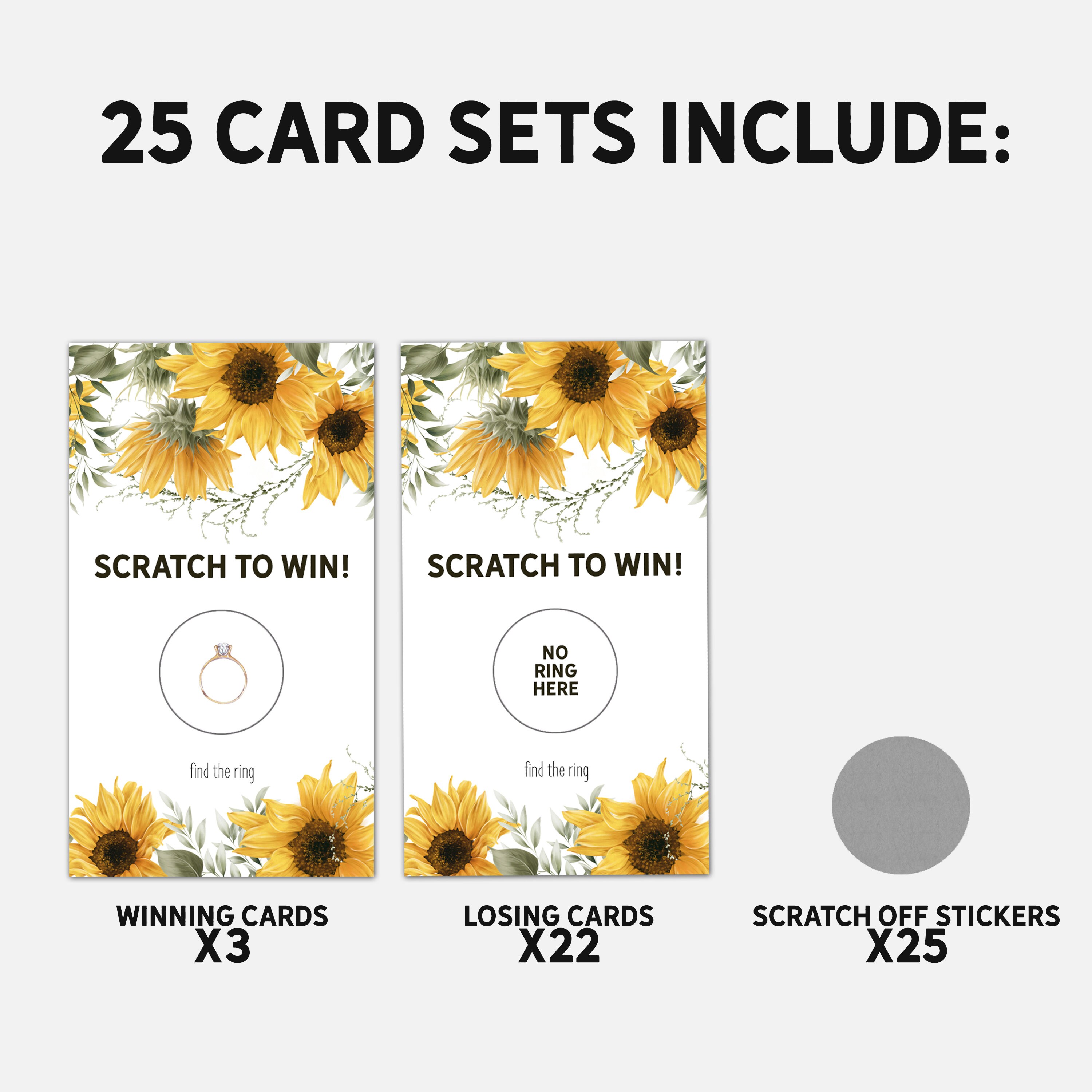 Sunflower Bridal Shower Sunflower Scratch off Cards Sunflower Wedding ...
