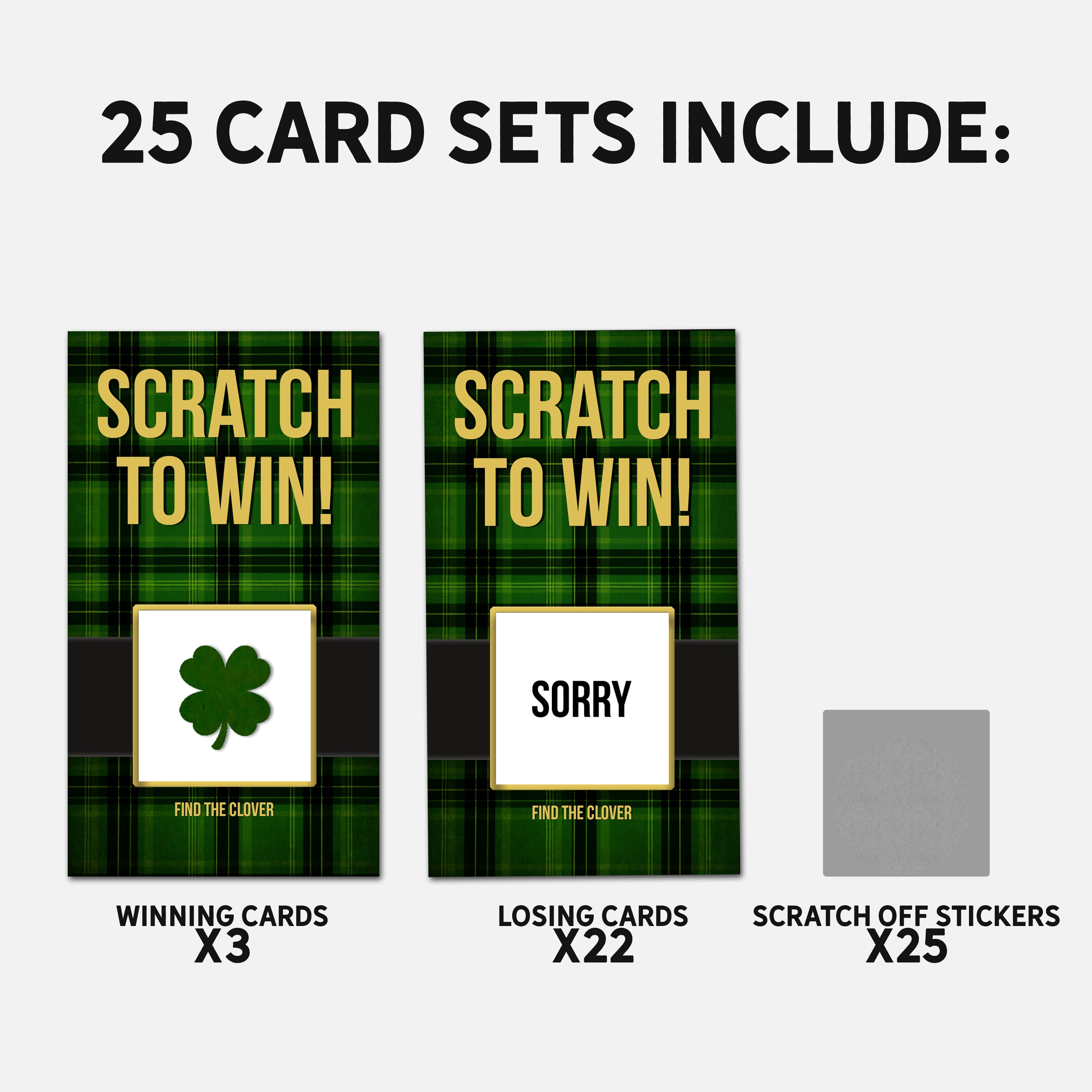 St. Patrick's Day Scratch off Cards, Green Clover Scratch Cards for St ...