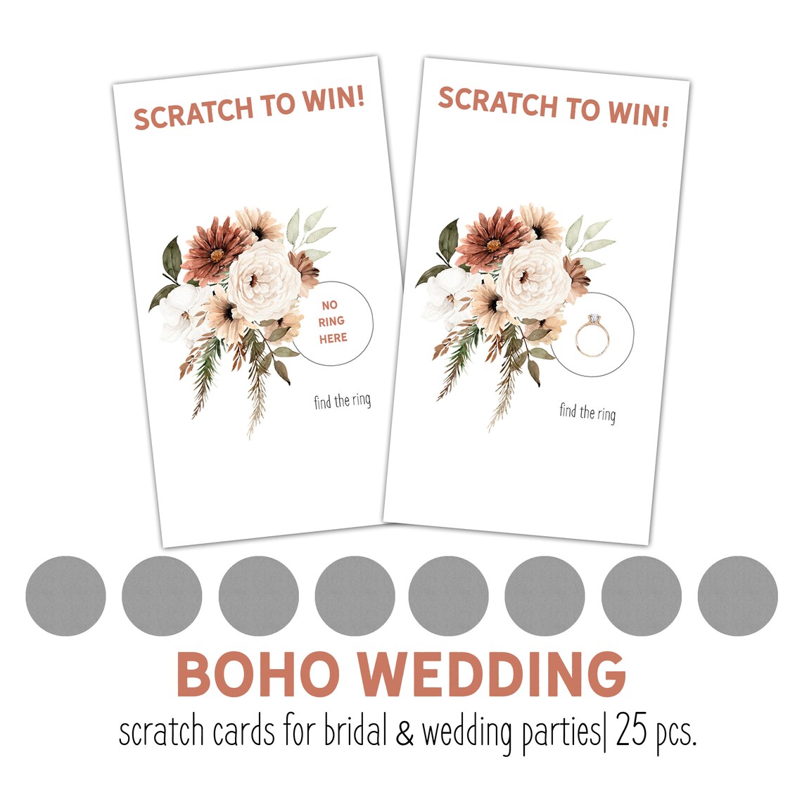 Boho Wedding Scratch off Cards, Bridal Shower Games, Bridal Shower ...