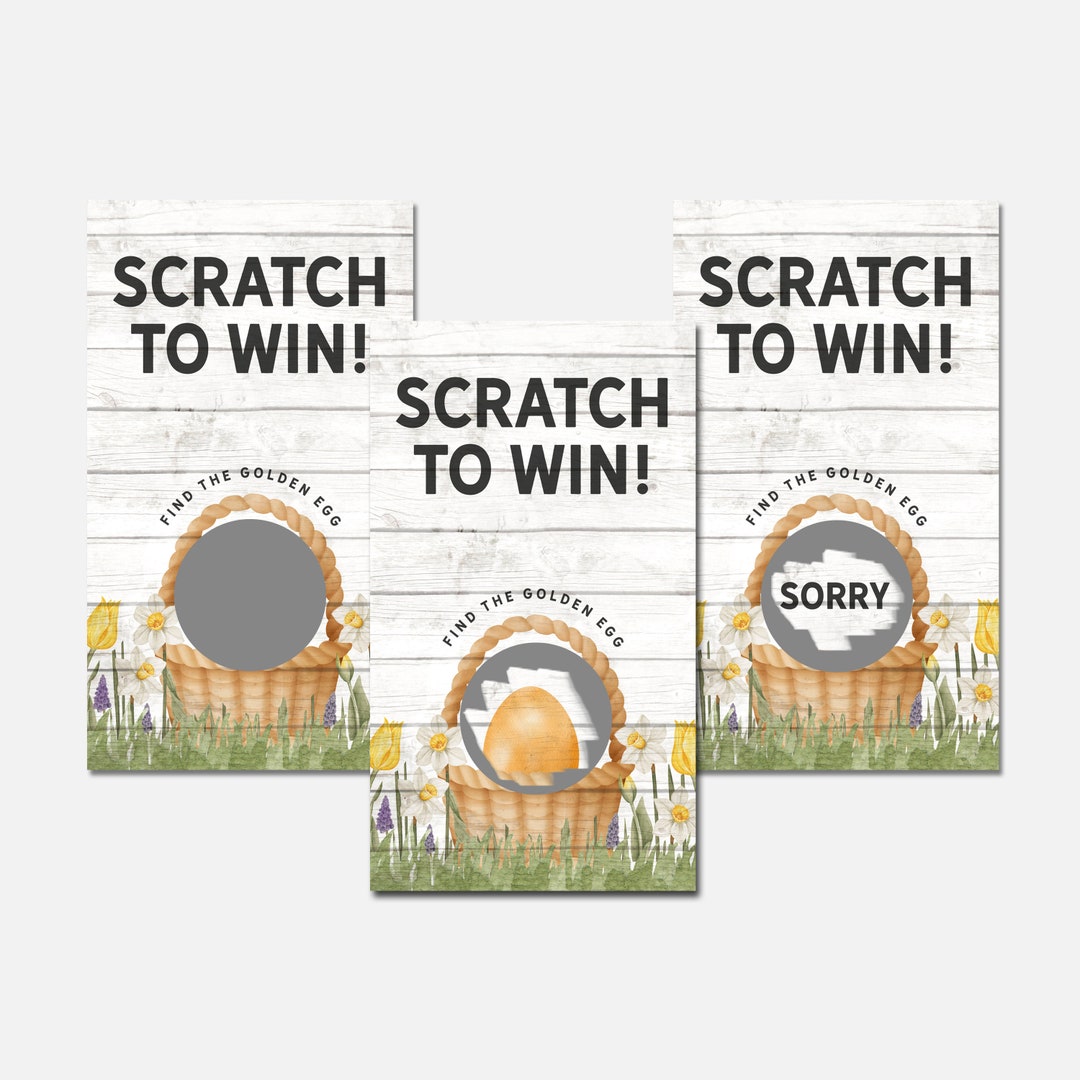 Easter Scratch off Card, Easter Golden Egg Scratch Ticket, Easter Party ...
