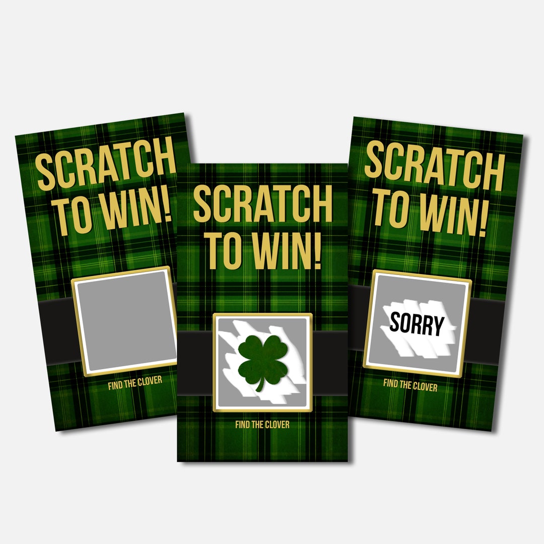 St. Patrick's Day Scratch off Cards, Green Clover Scratch Cards for St ...