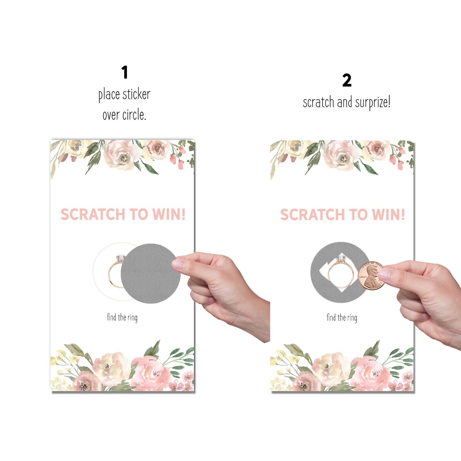 Wedding Scratch off Cards, Blush Bridal Shower, Bridal Shower Game ...