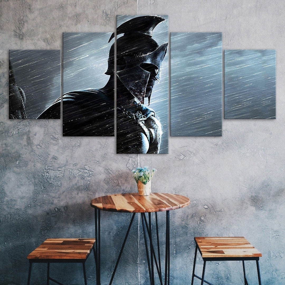 Warrior Soldier Canvas 5 Piece Five Panel Wall Print Modern Art Poster ...