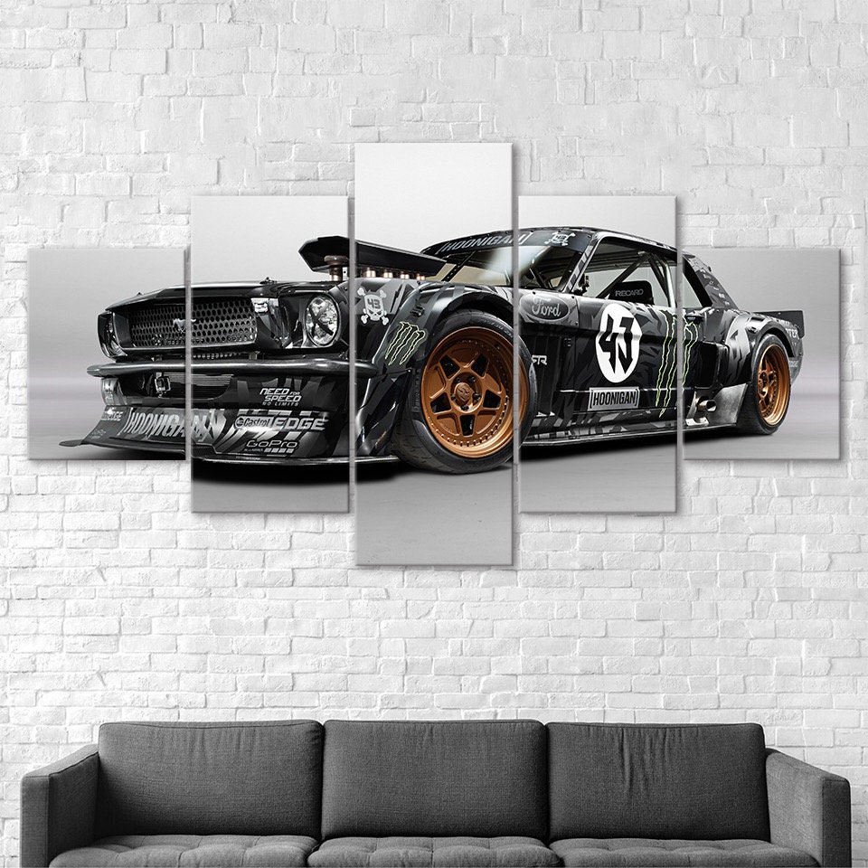 Ford Mustang Racing Car Canvas 5 Piece Five Panel Print Modern Wall Art ...