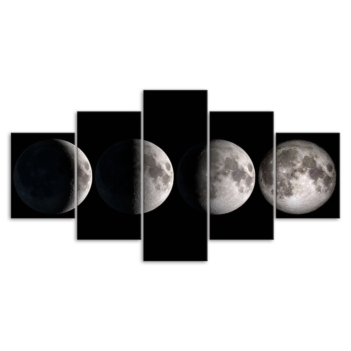 Moon Phases Canvas 5 Piece Five Panel Wall Print Modern Art - Etsy
