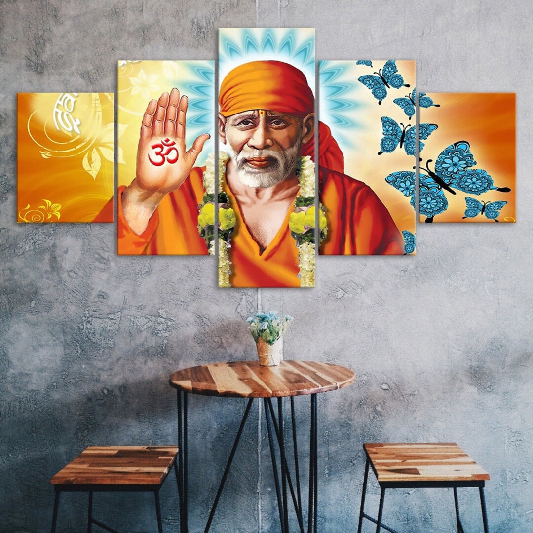 Spiritual Master Shirdi Sai Baba 5 Piece Five Panel Wall Canvas Print ...