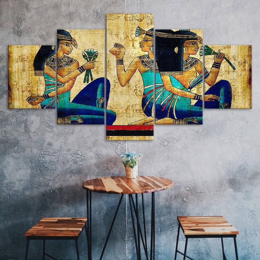 Ancient Egyptian Goddess Papyrus 5 Piece Five Panel Wall Canvas Print ...