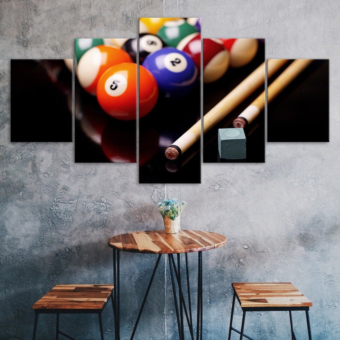 Billiard Balls Pool Table Sport 5 Piece Five Panel Wall Canvas Print ...
