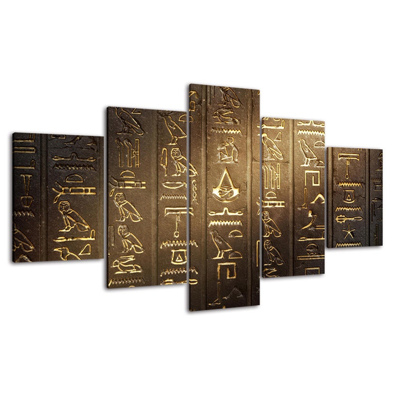 Ancient Egyptian Hieroglyphs 5 Piece Five Panel Wall Canvas Print ...