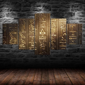 Ancient Egyptian Hieroglyphs 5 Piece Five Panel Wall Canvas Print ...