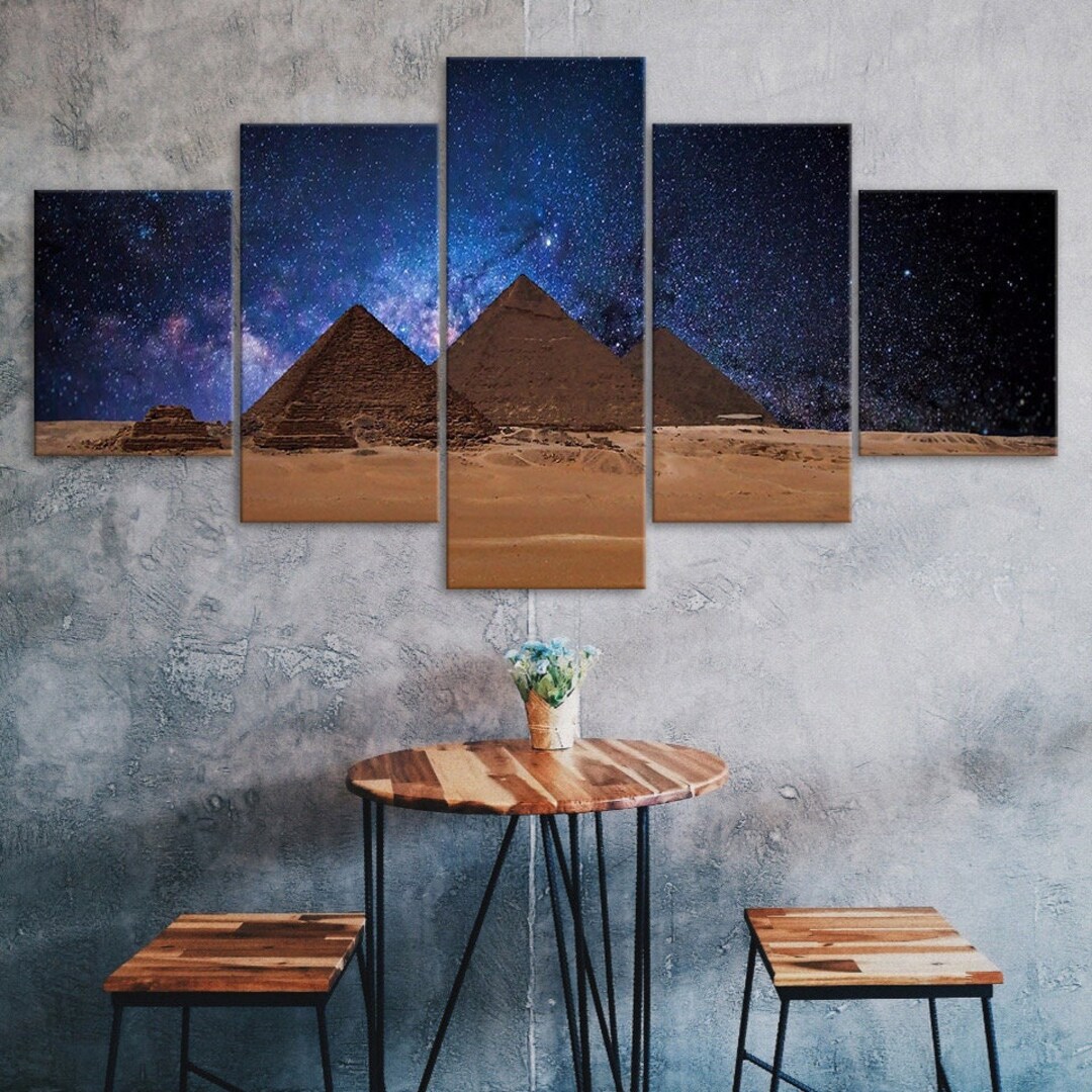 The Pyramids of Giza Starry Night Sky Egypt Scene 5 Piece Five Panel ...