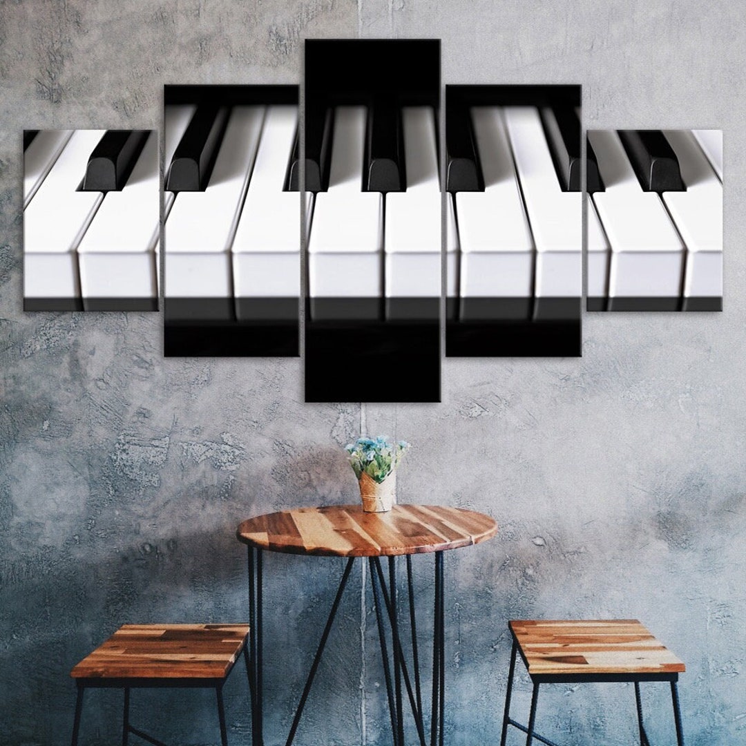 Piano Keys Music Instrument 5 Piece Canvas Wall Art Multi Panel Print ...