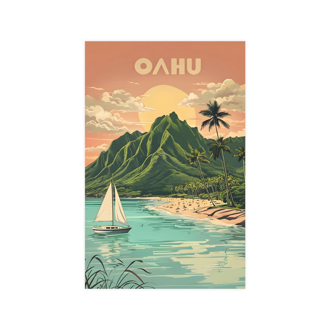 Hawaii Beach Landscape Posters, Oahu Mountain View Home Decor, Matte ...