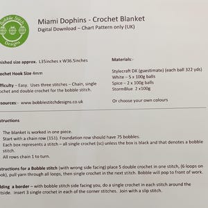 Miami Dolphin's Crochet Blanket Pattern (digital Download Chart Only ...