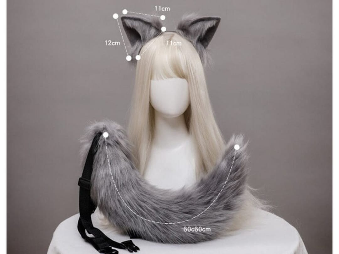 Fox Ears gray Wolf Ears Faux Fur Ears Fox Ears Headband - Etsy