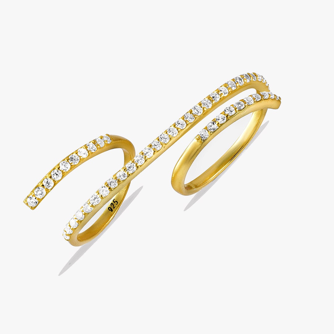 Buy Two Finger Ring, Dual Finger Helix Ring, Double Finger Ring, High ...