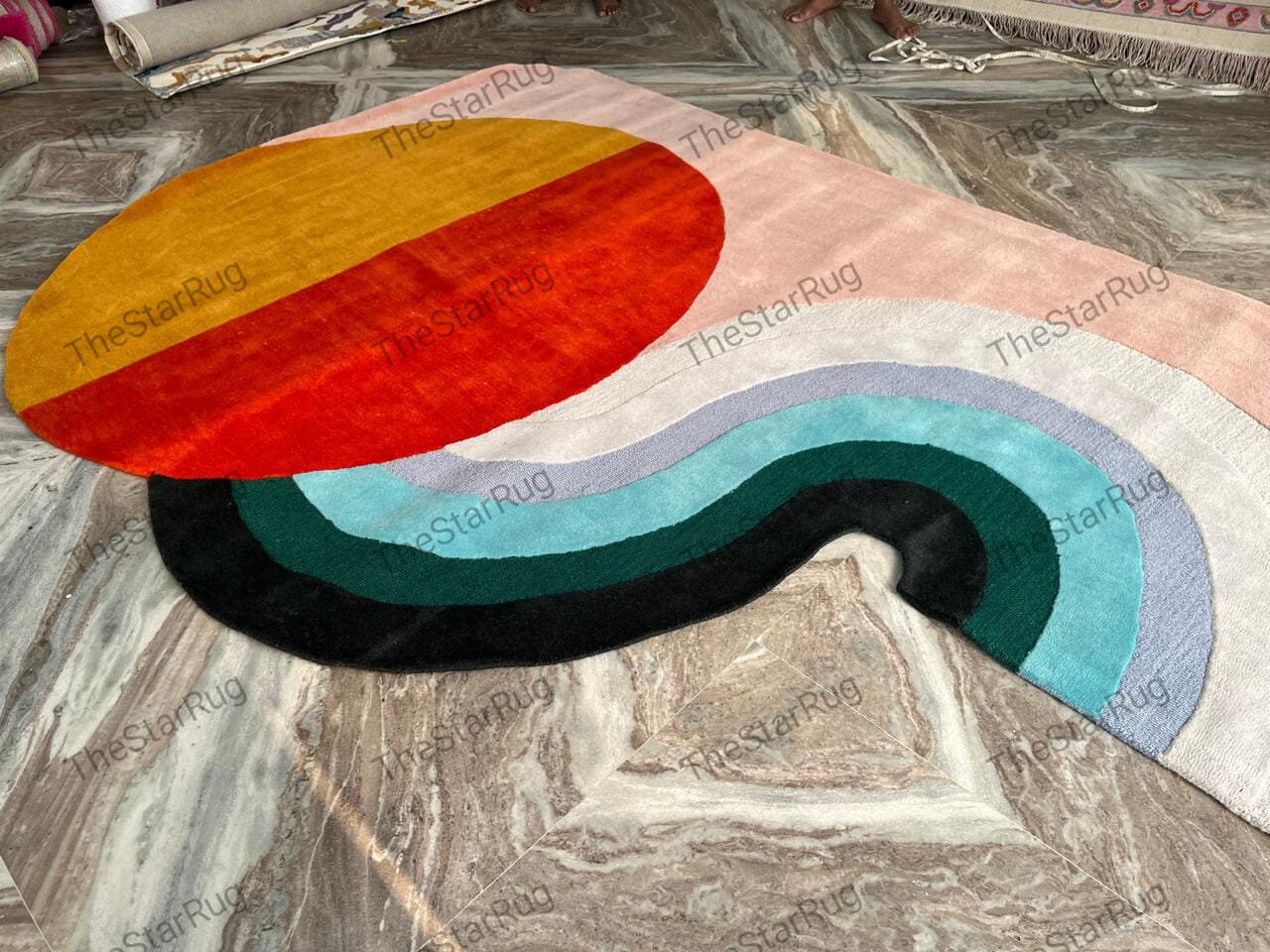 Hand Tufted Irregular Shape Custom Design Wool Rug Hand Tuft Tufted New ...