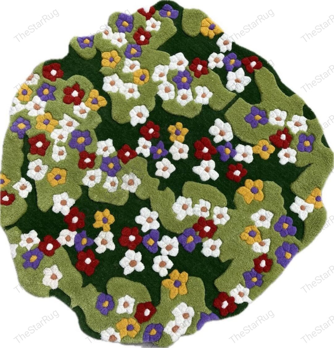 Hand Tufted Green Grass Round Custom Most Luxury Hand-tufted Modern ...