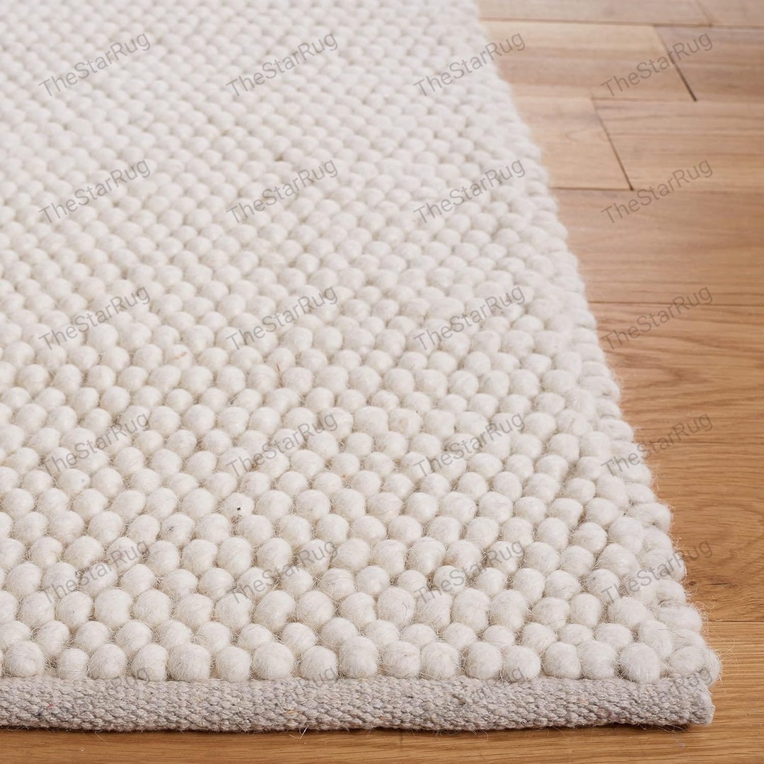 Hand Knitted Rug Chunky Wool Rug Loop Braided Rug Hand Woven Flat ...
