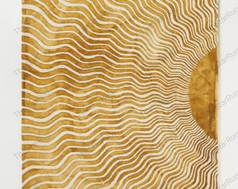 Hand-tufted Ray Rug Golden Brownish Orange off White Rug Modern Style ...