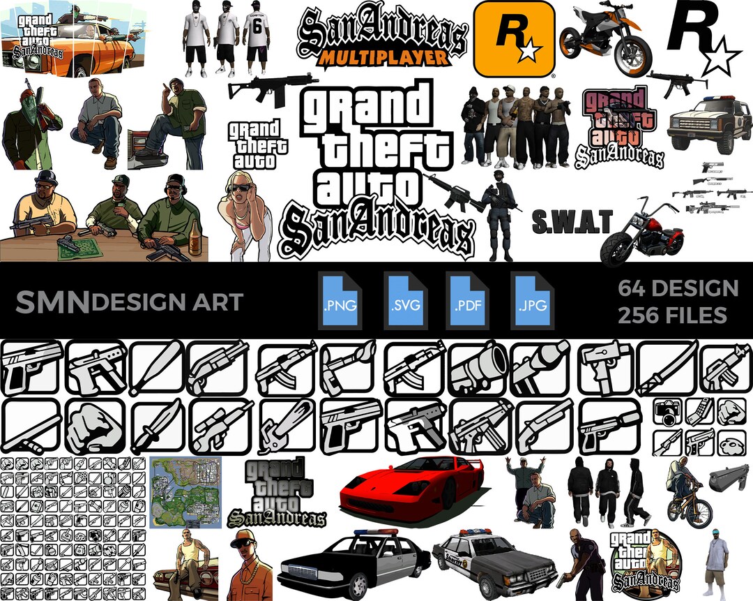 San Andreas Sticker Svg Bundlegame Svg Drawing PNG EPS - Etsy Canada