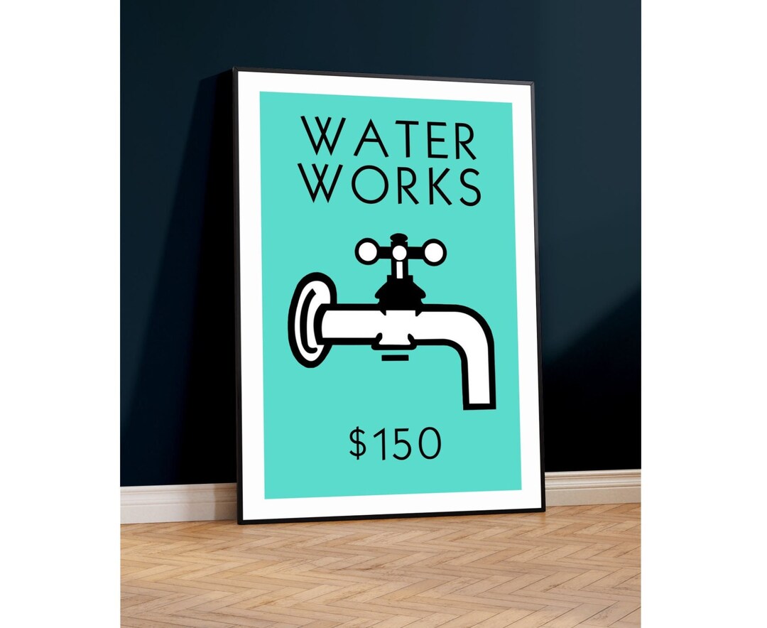 Monopoly Water Works, Retro Print, Bathroom Print, Toilet Print ...