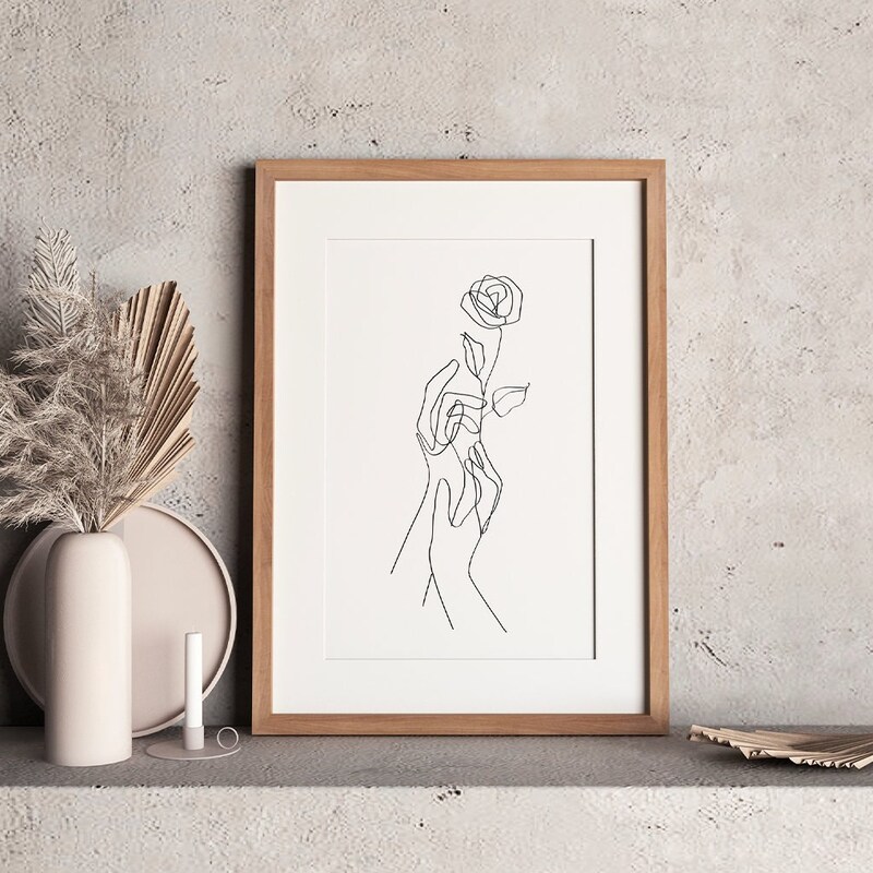 Rose Line Drawing - Etsy