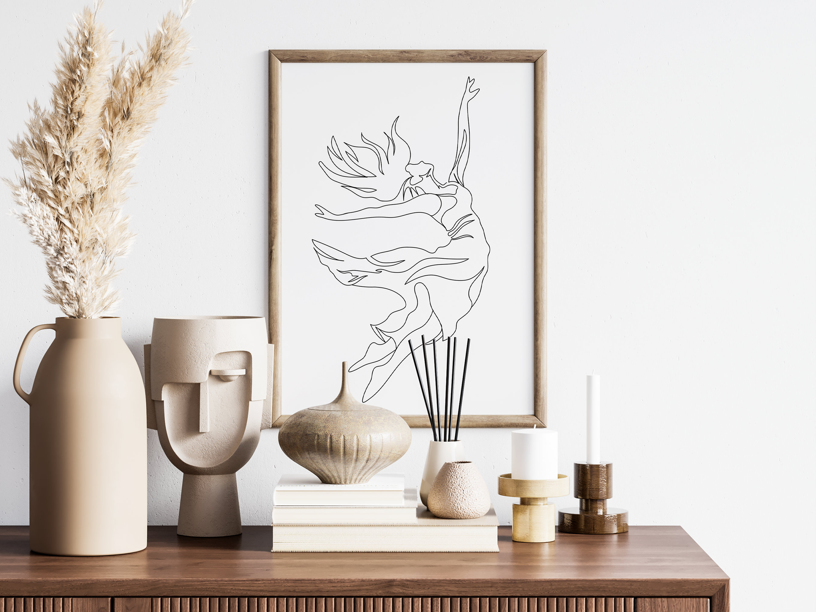 Flying Girl Dancer Minimalist Line Art, Ballerina Print, Ballerina Line ...