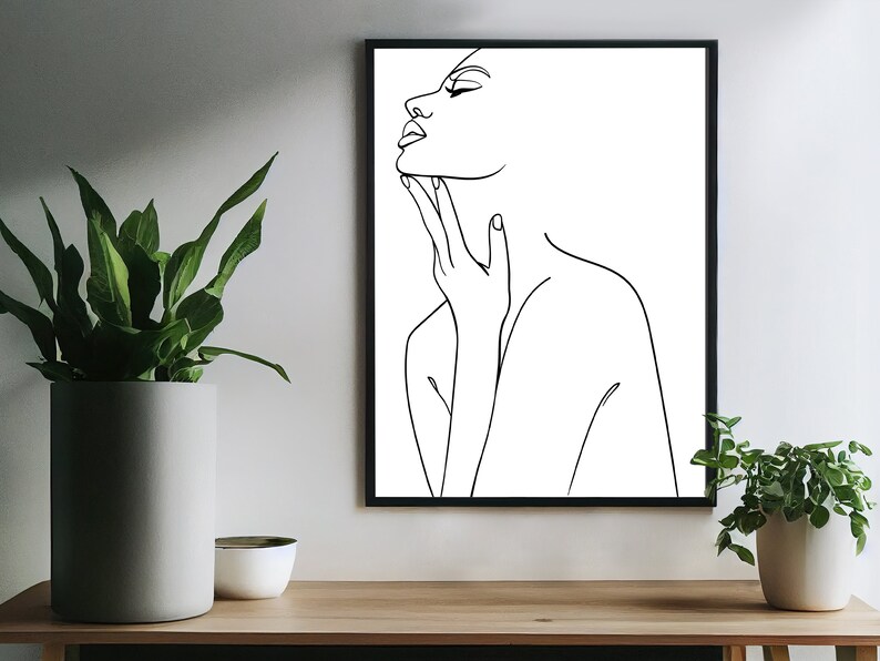 Female Face & Body Profile Line Art Pritable, Beautiful Woman Profile ...