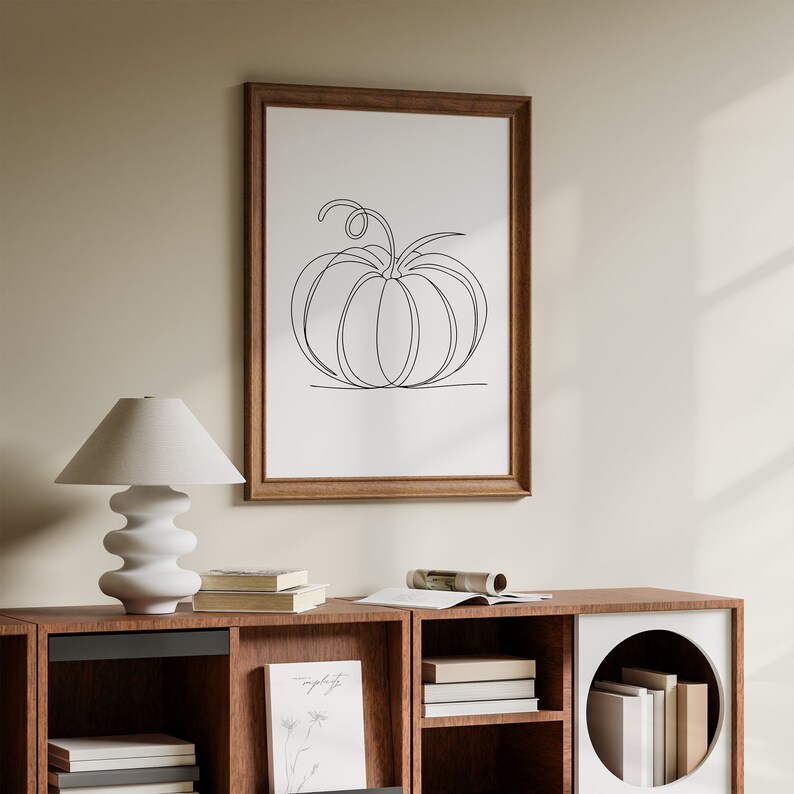 Minimalist Pumpkin Line Art, Pumpkin SVG & PNG Clipart, Halloween ...