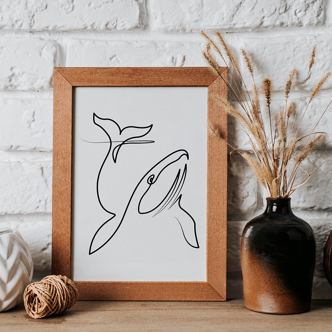 Whale Printable, Whale Line Art, Nursery Sea Animal Wall Art, Whale SVG ...