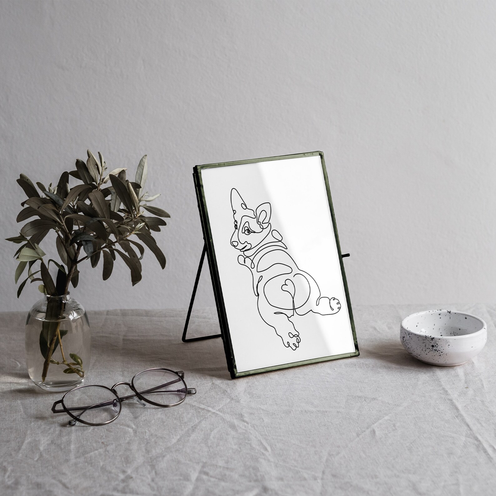 Corgi Print, Corgi One Line Art, Kawaii Corgi Butt Printable, Dog Line ...
