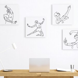 Male Dancer Line Art Set of 9 Wall Art, One Line Men Dancer Ballerina ...