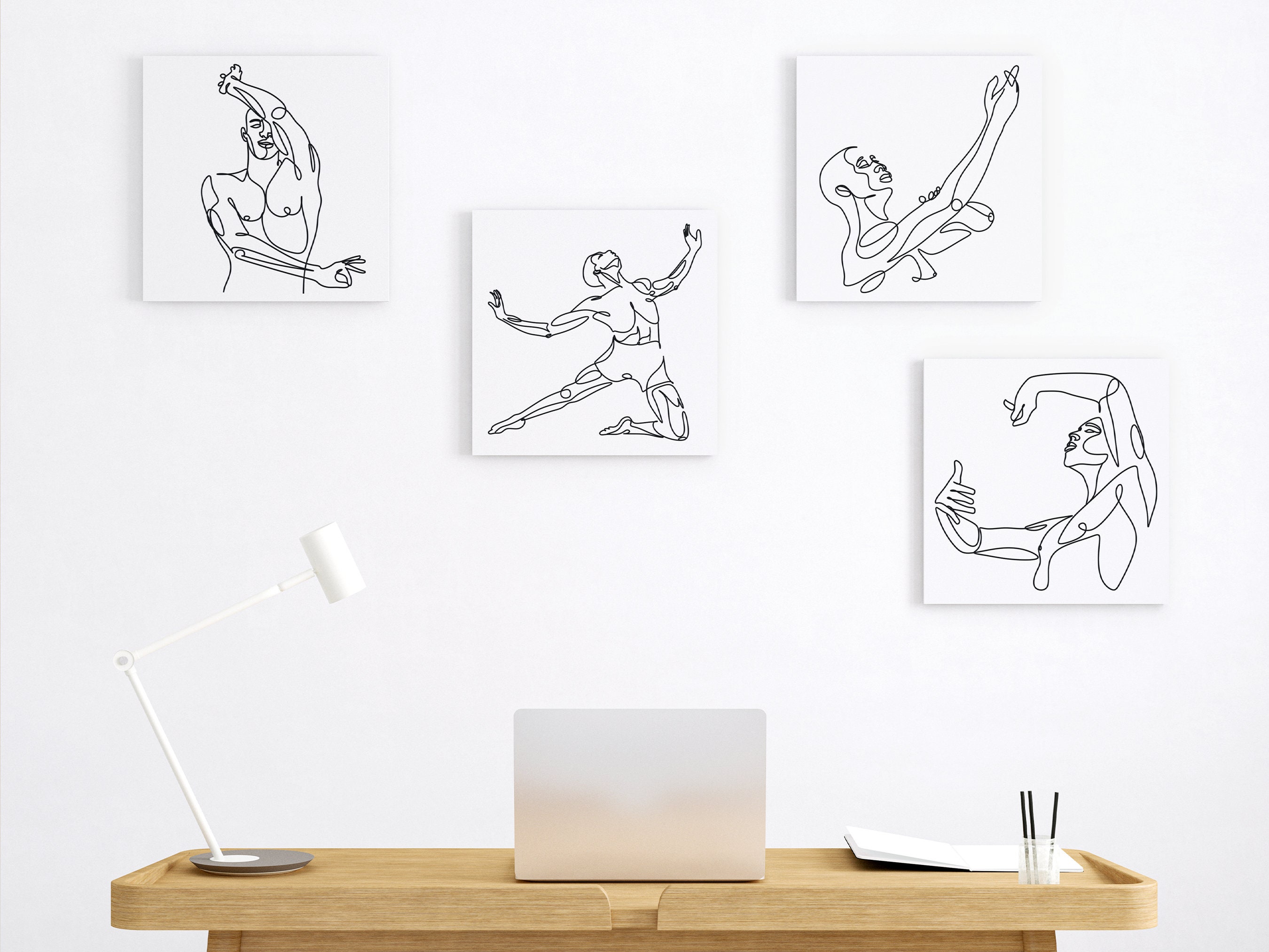 Male Dancer Line Art Set of 9 Wall Art, One Line Men Dancer Ballerina ...
