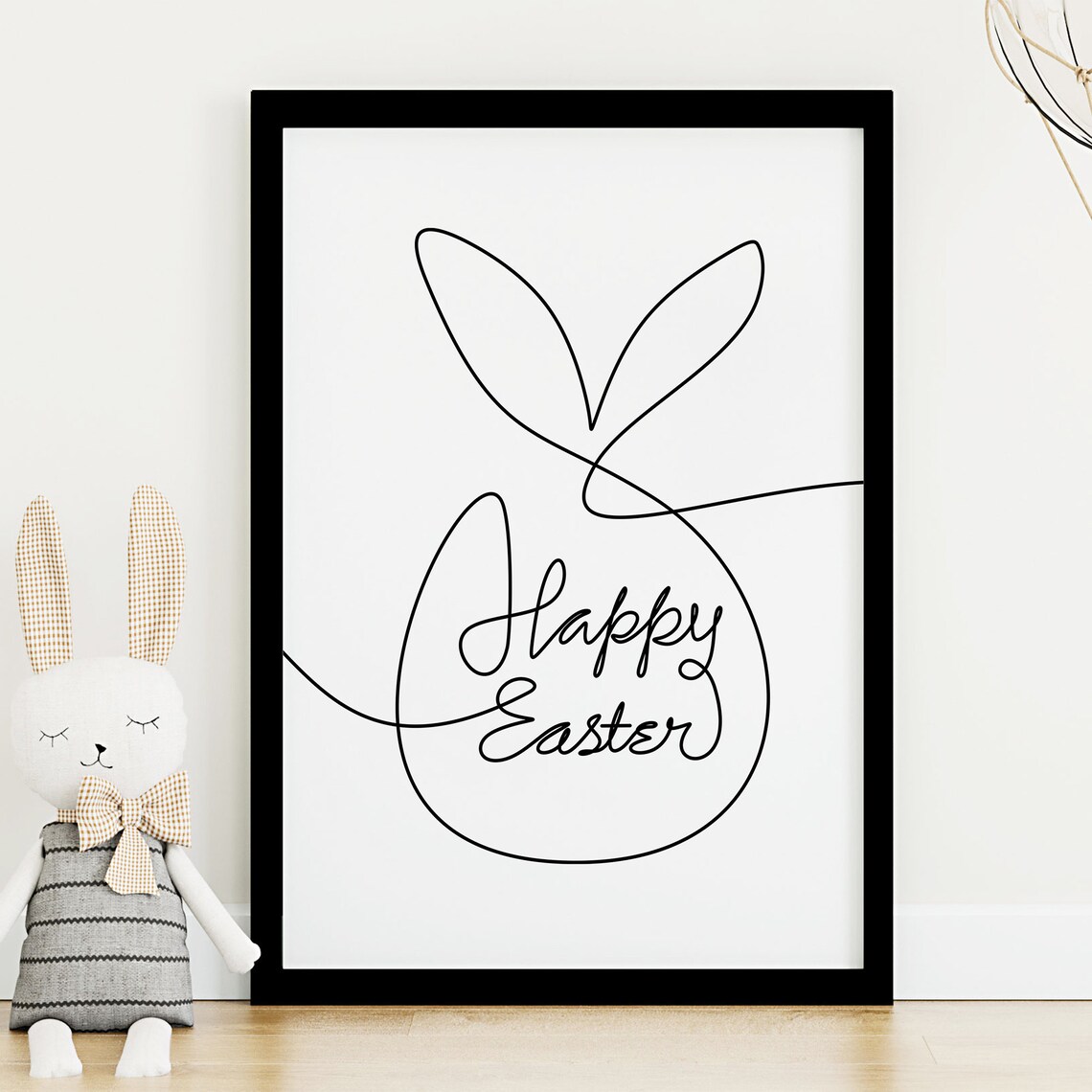 Happy Easter Line Art, Happy Easter SVG & PNG Clipart, Easter One Line ...