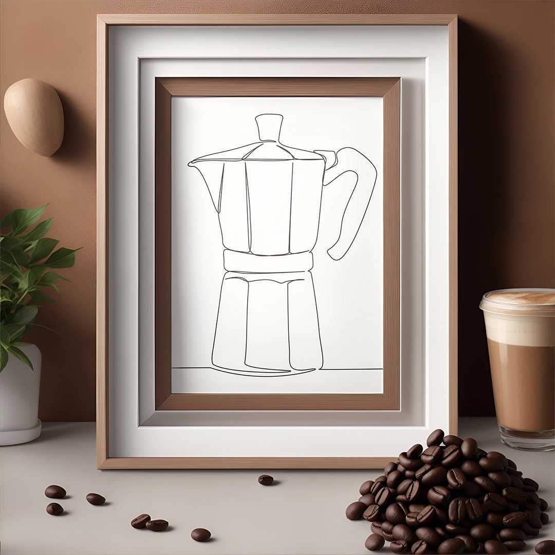 Makineta Print, Moka Pot Line Art, Coffee Expert Printbale, Espresso ...