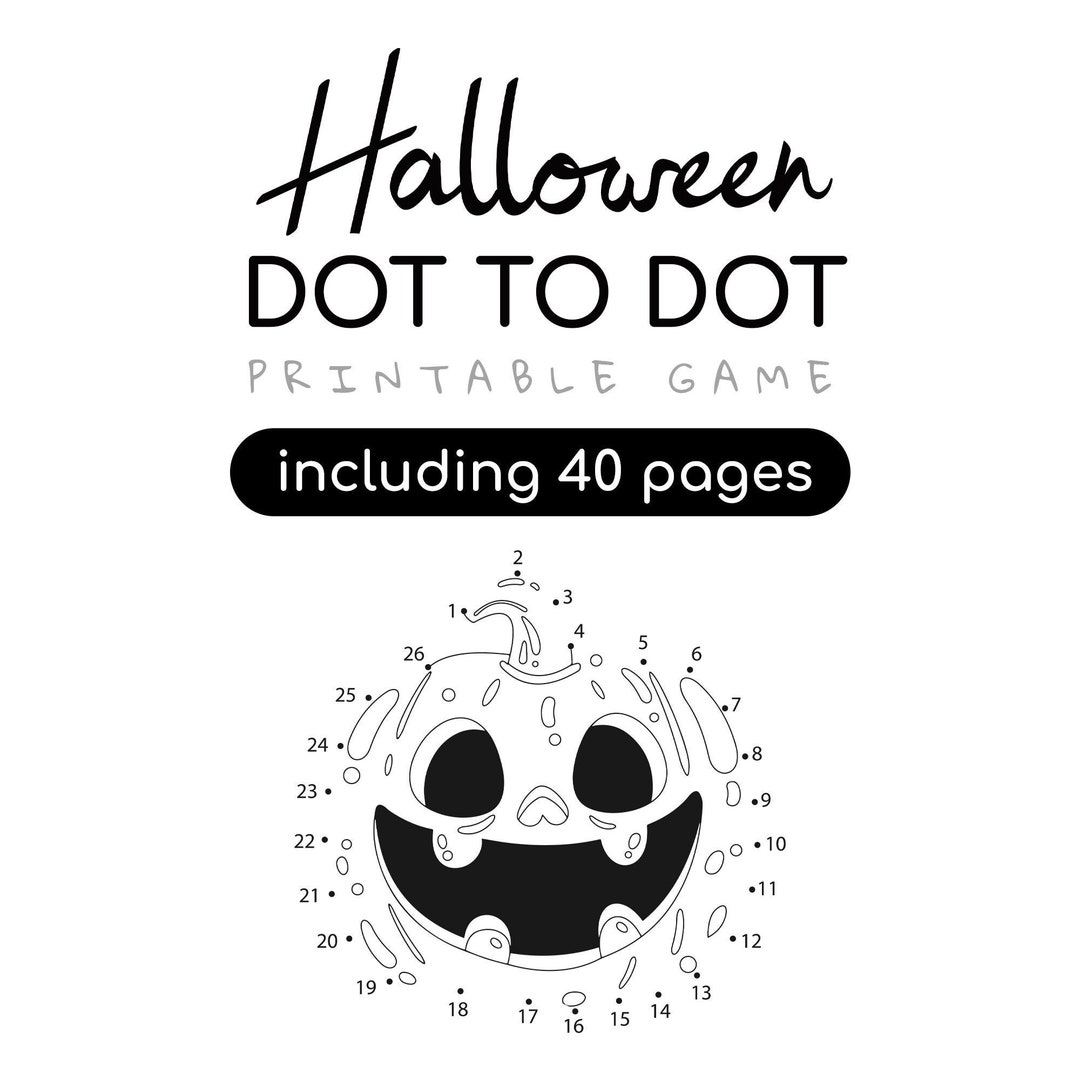 40 Activity Pages of Halloween Dot to Dot Kids Game, Printable ...