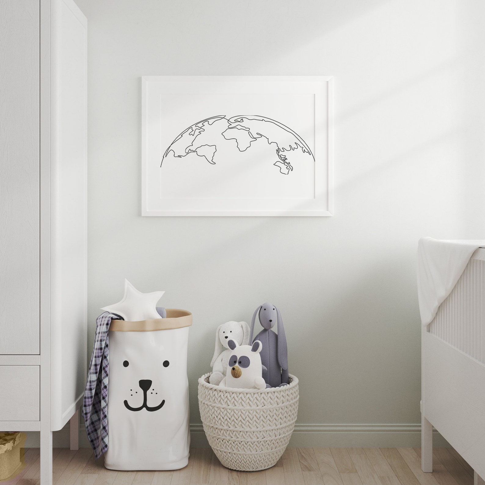 Digital Globe One Line Art, World Line Drawing, Minimalist World Map ...