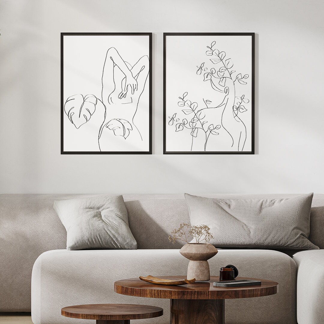 Female Line Art Set of 2, Body Positive PNG & SVG Clipart, Female Plant ...