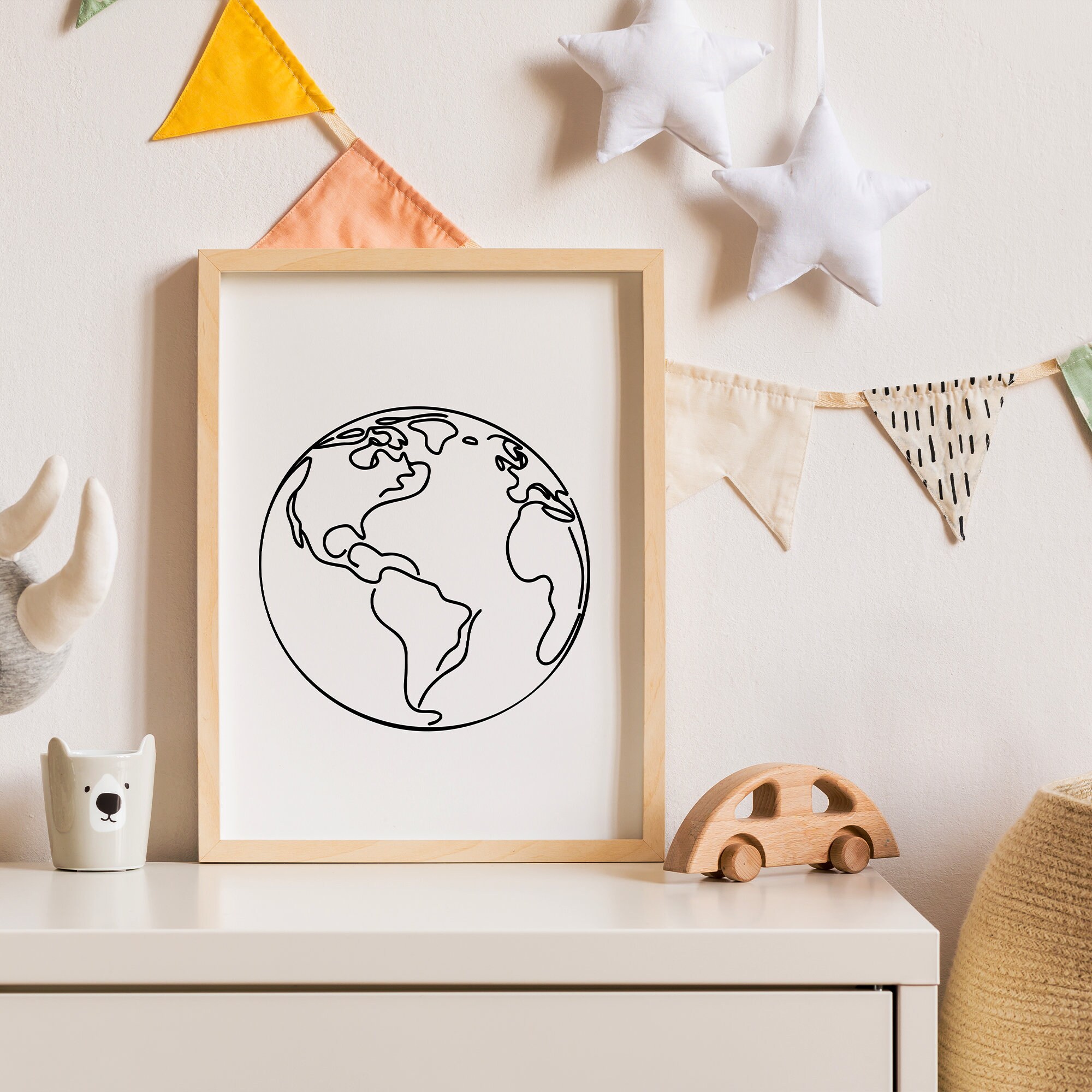 World Map Printable, Globe Line Art, Earth Line Drawing, One Line World ...