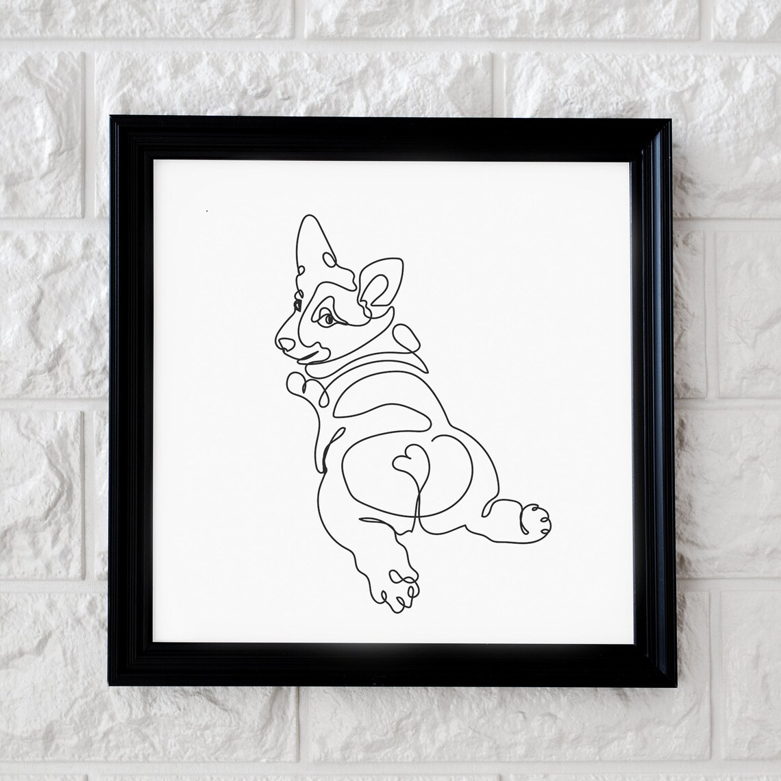 Corgi Print, Corgi One Line Art, Kawaii Corgi Butt Printable, Dog Line ...