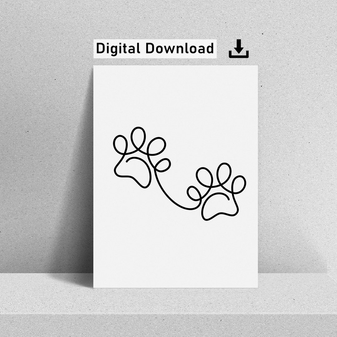 Two Paws Line Art Paws Tattoo One Line Tattoo Cute Animal - Etsy