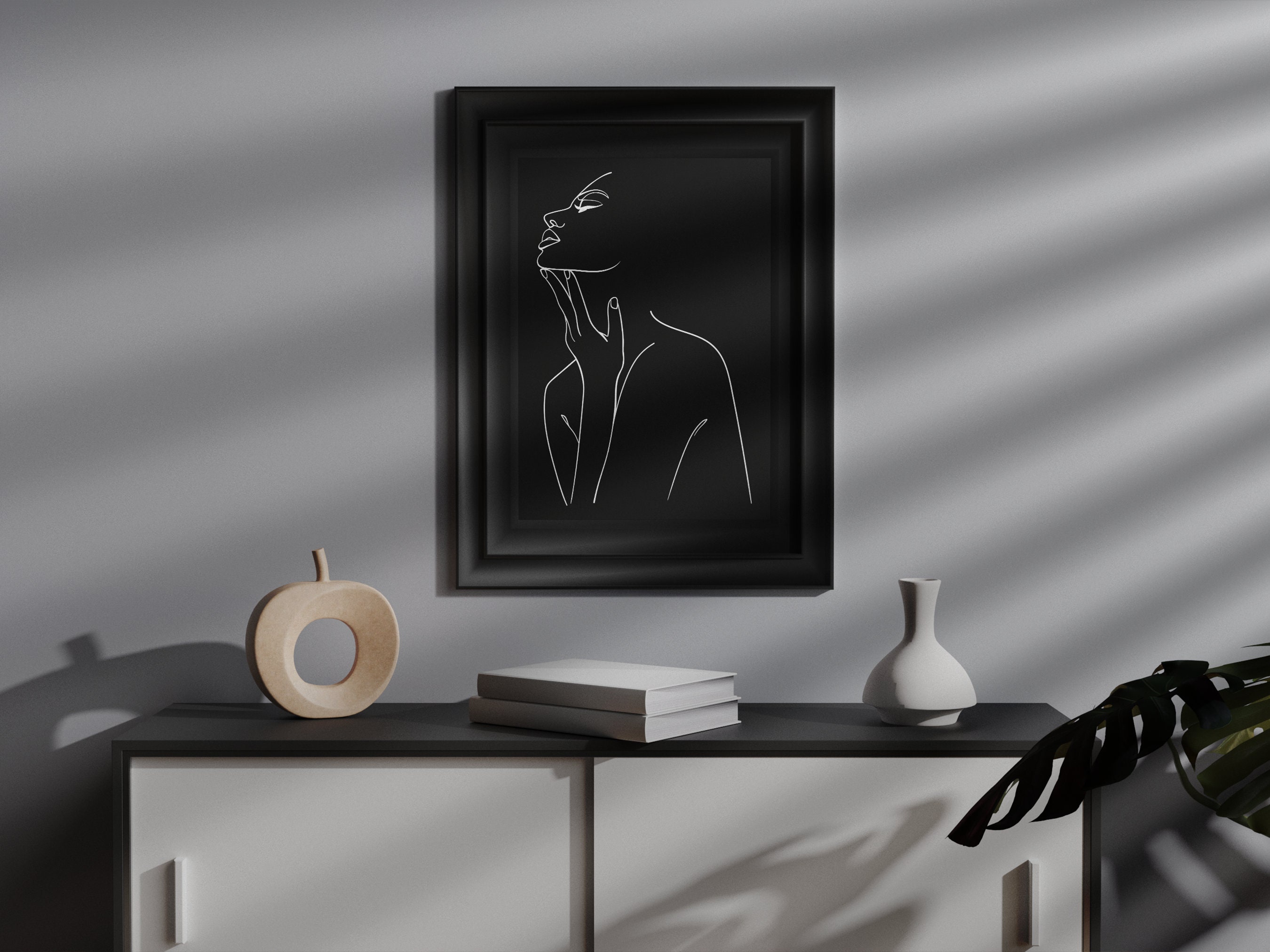 Female Face & Body Profile Line Art Pritable, Beautiful Woman Profile ...